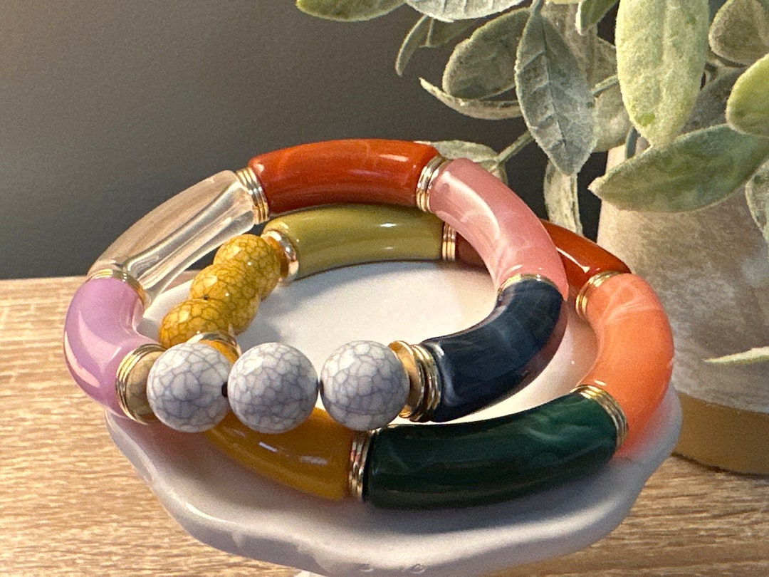 Chunky, Funky Multi/acrylic Bead Bracelets. Includes Both Acrylic Bead ...