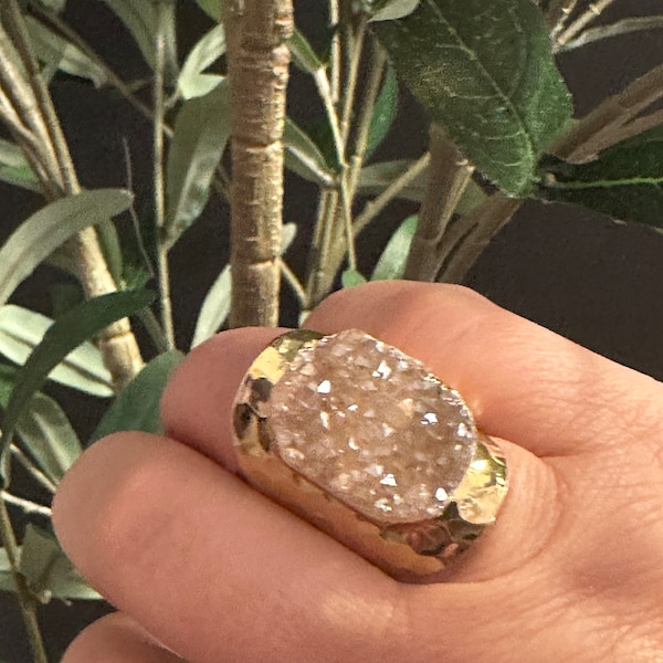 Druzy Quartz Ring - Etsy