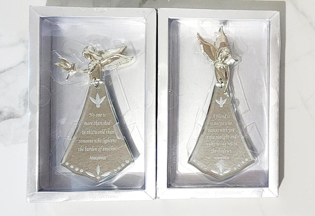 A Set of Angelic Reflections Glass and Pewter Christmas Ornaments - Etsy