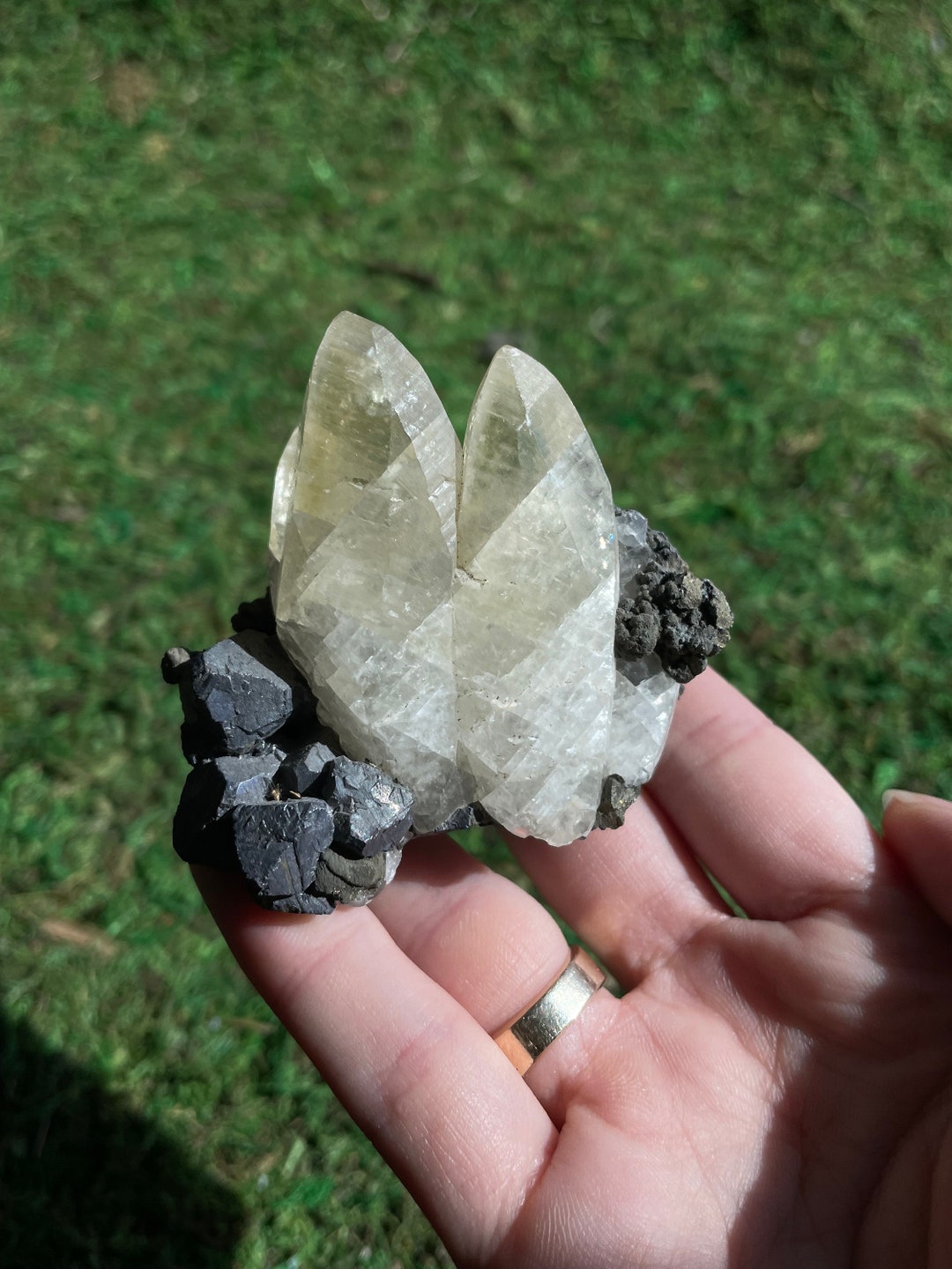 Rabbit Ear Calcite on Galena Mineral Specimen - Etsy