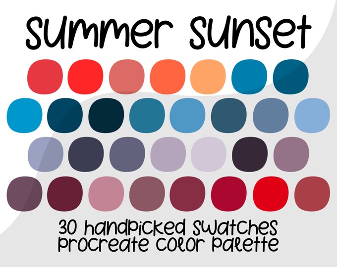 Summer Sunset Procreate Color Palette, Summertime Sunset Color Swatches ...