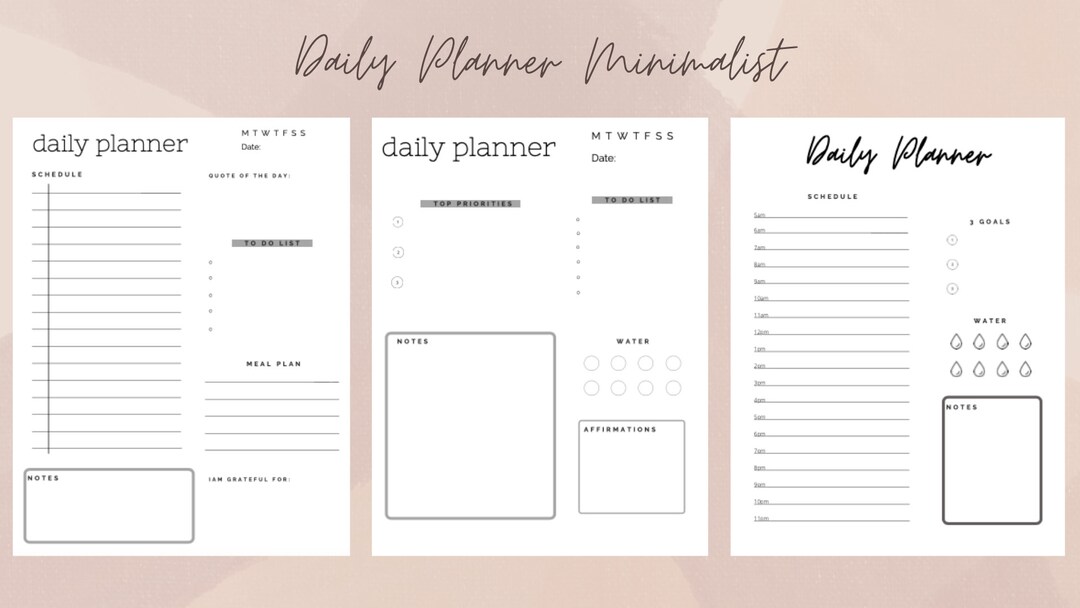 Daily Printable Minimalist Planner - Etsy