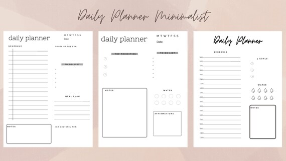 Daily Printable Minimalist Planner | Etsy