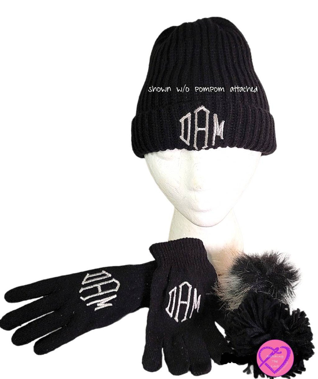 Interchangeable Pom Beanie|monogram Beanie Hat|glove and Beanie Hat Set ...