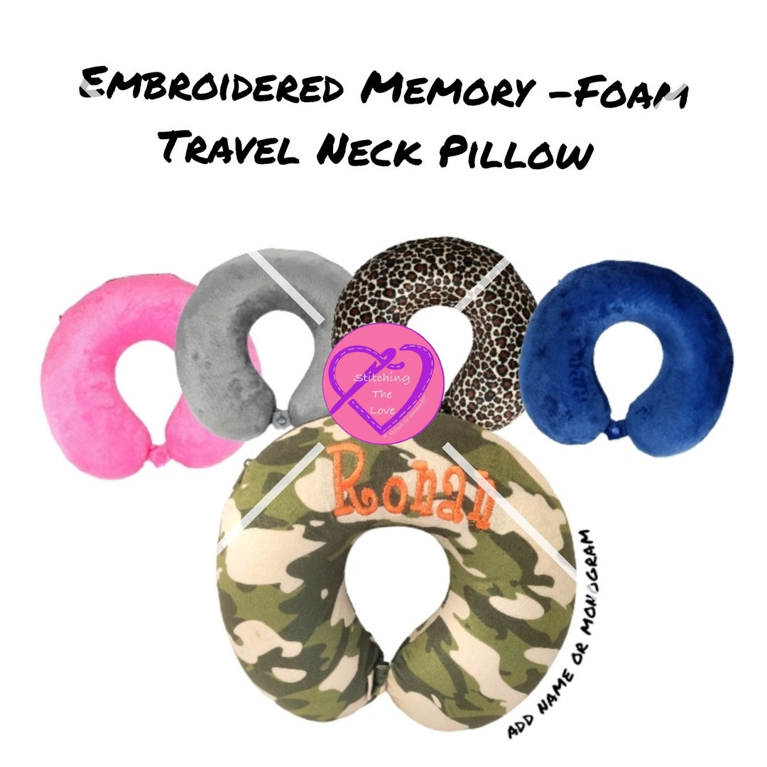 Embroidered Memory Foam Travel Pillowpersonalized Custom Travel Pillow ...