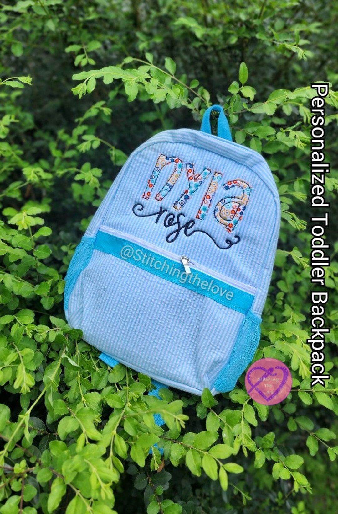 Toddler Seersucker Backpack|personalized Toddler Backpack|applique ...