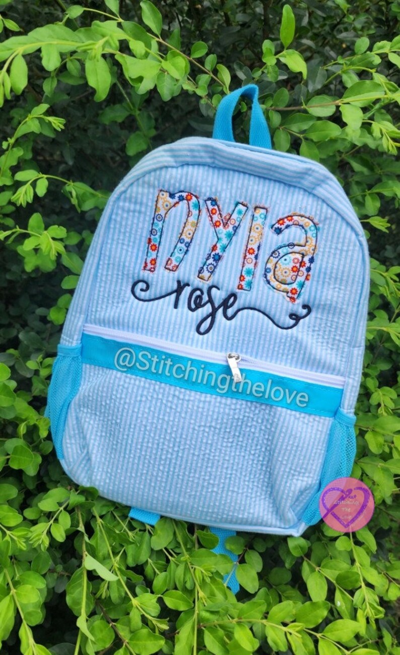 Toddler Seersucker Backpack|personalized Toddler Backpack|applique ...