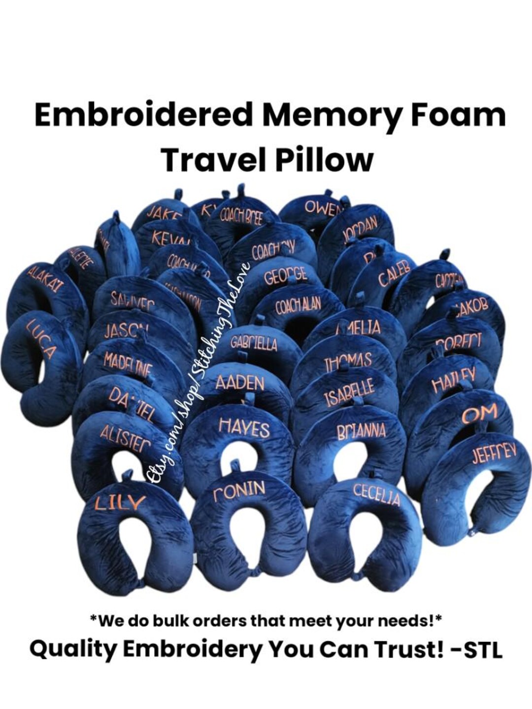 Embroidered Memory Foam Travel Pillowpersonalized Custom Travel Pillow ...