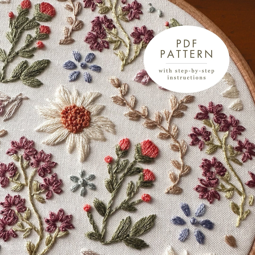 Wildflower Embroidery Pattern | Floral Spring Embroidery Designs ...