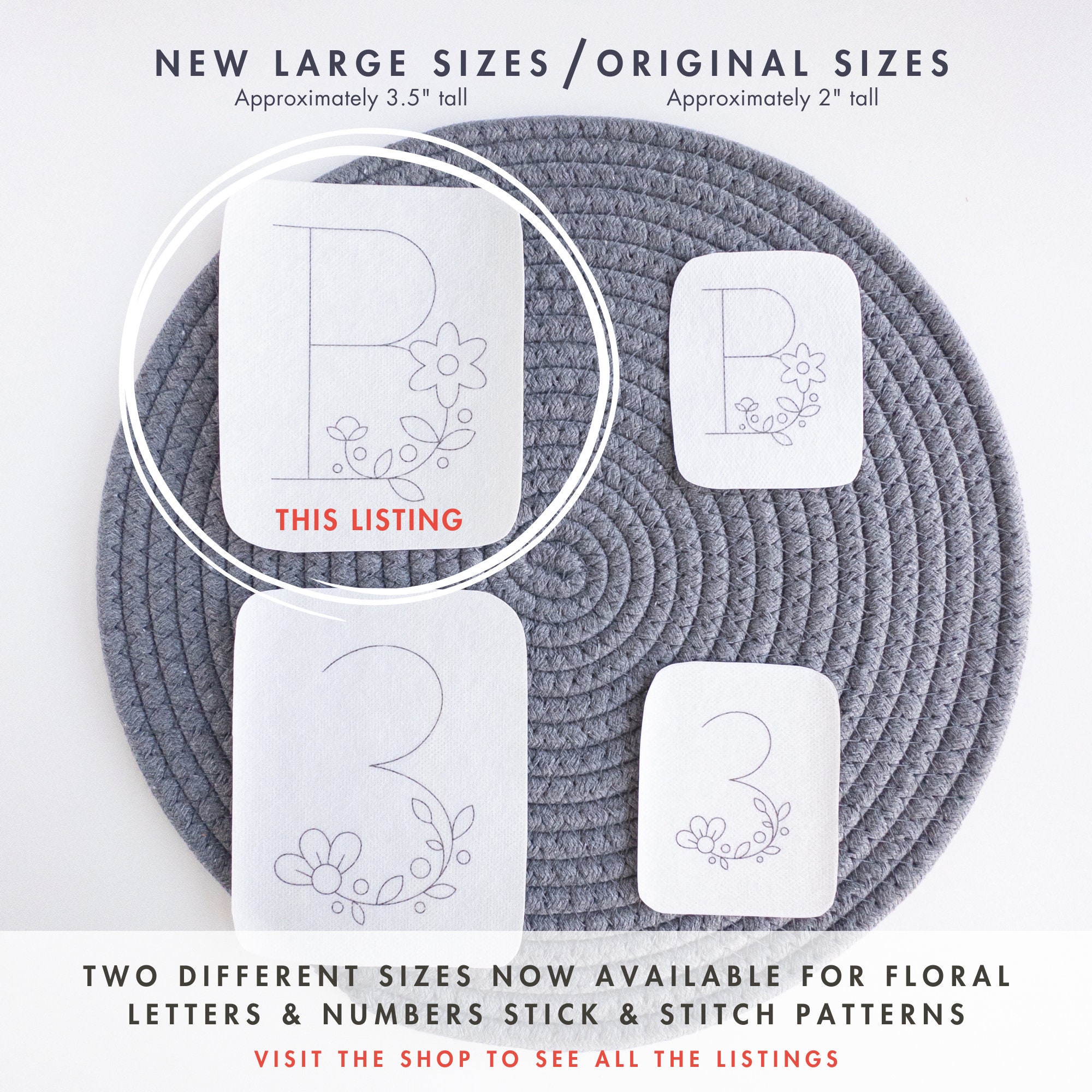 Large Monogram Embroidery Designs Stick and Stitch Initial Embroidery ...