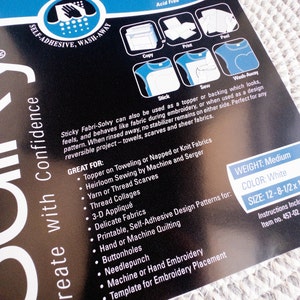 Stick and Stitch Paper | Printable Embroidery Transfers | Dissolvable ...