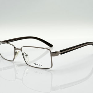 PRADA Vintage Slim Rectangle Eyeglasses, Unique Brown and Silver ...