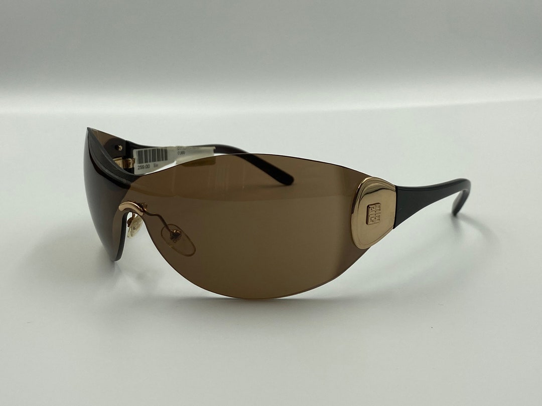 Givenchy Vintage Designer Shield Sunglasses Unique Oversized SGV245 ...