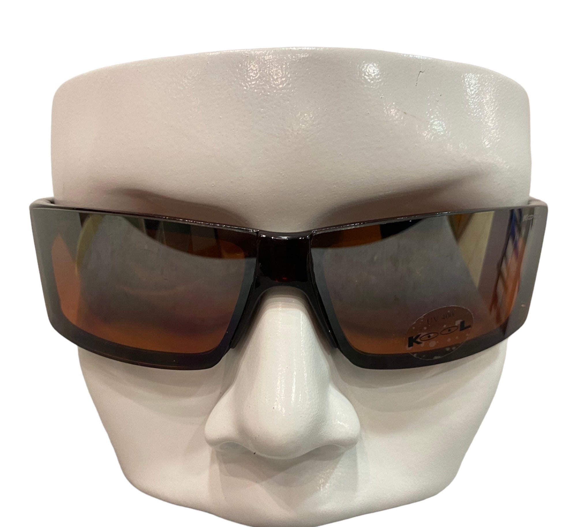 KOOL K-133 90s Vintage Futuristic Wrap Half Rim Sunglasses Red Men ...