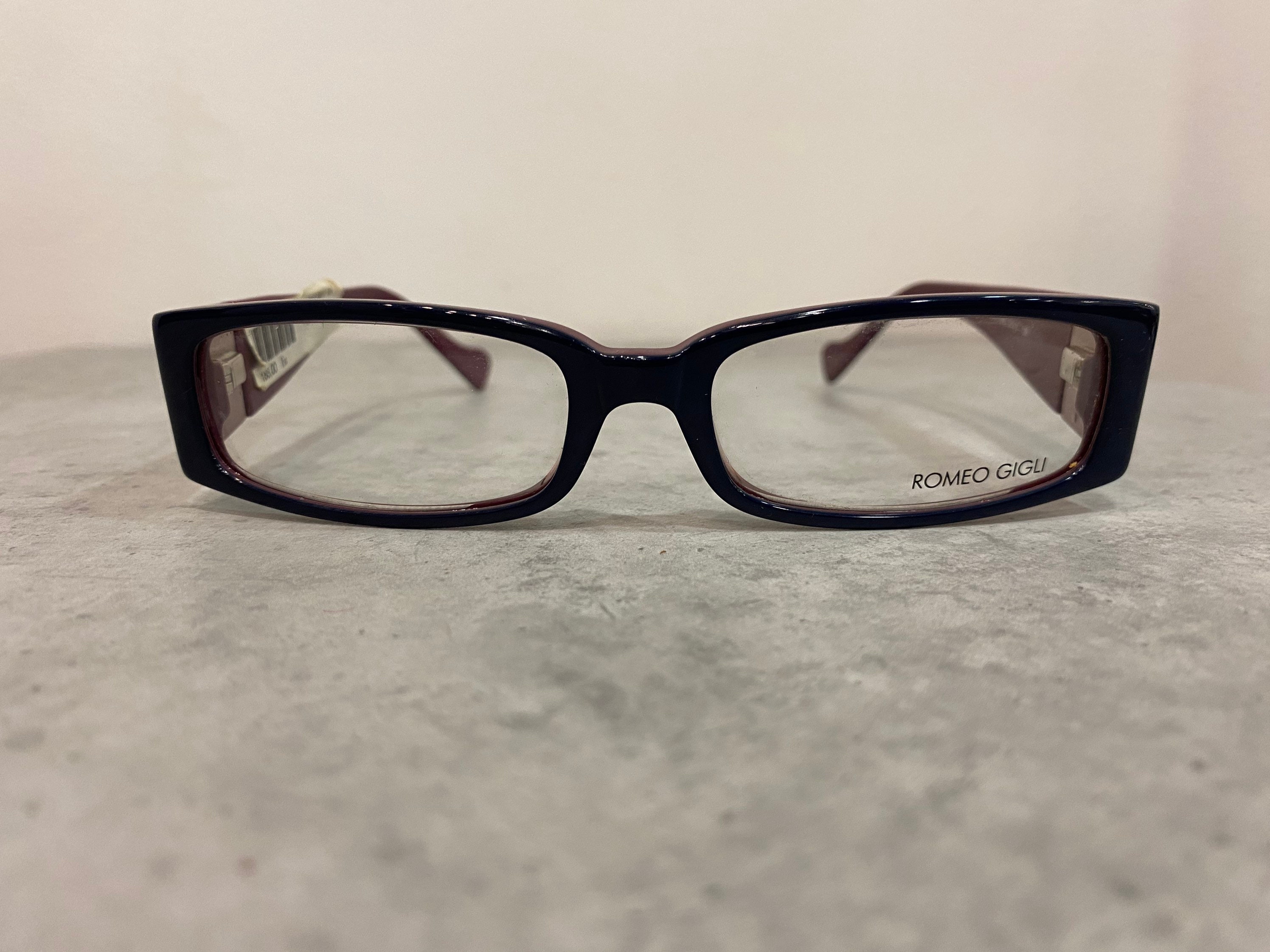 ROMEO GIGLI RG40104 Vintage Rectangle Eyeglasses Navy Blue & Purple ...