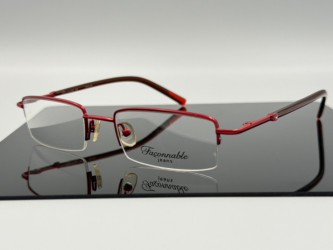 Faconnable Jeans FJ680 Vintage Eyeglasses, Half Rim Small Red Glasses ...