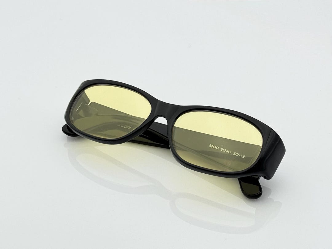 Marconi Vintage Sunglasses, 90s Rectangle Tinted Yellow Lenses, Men’s ...