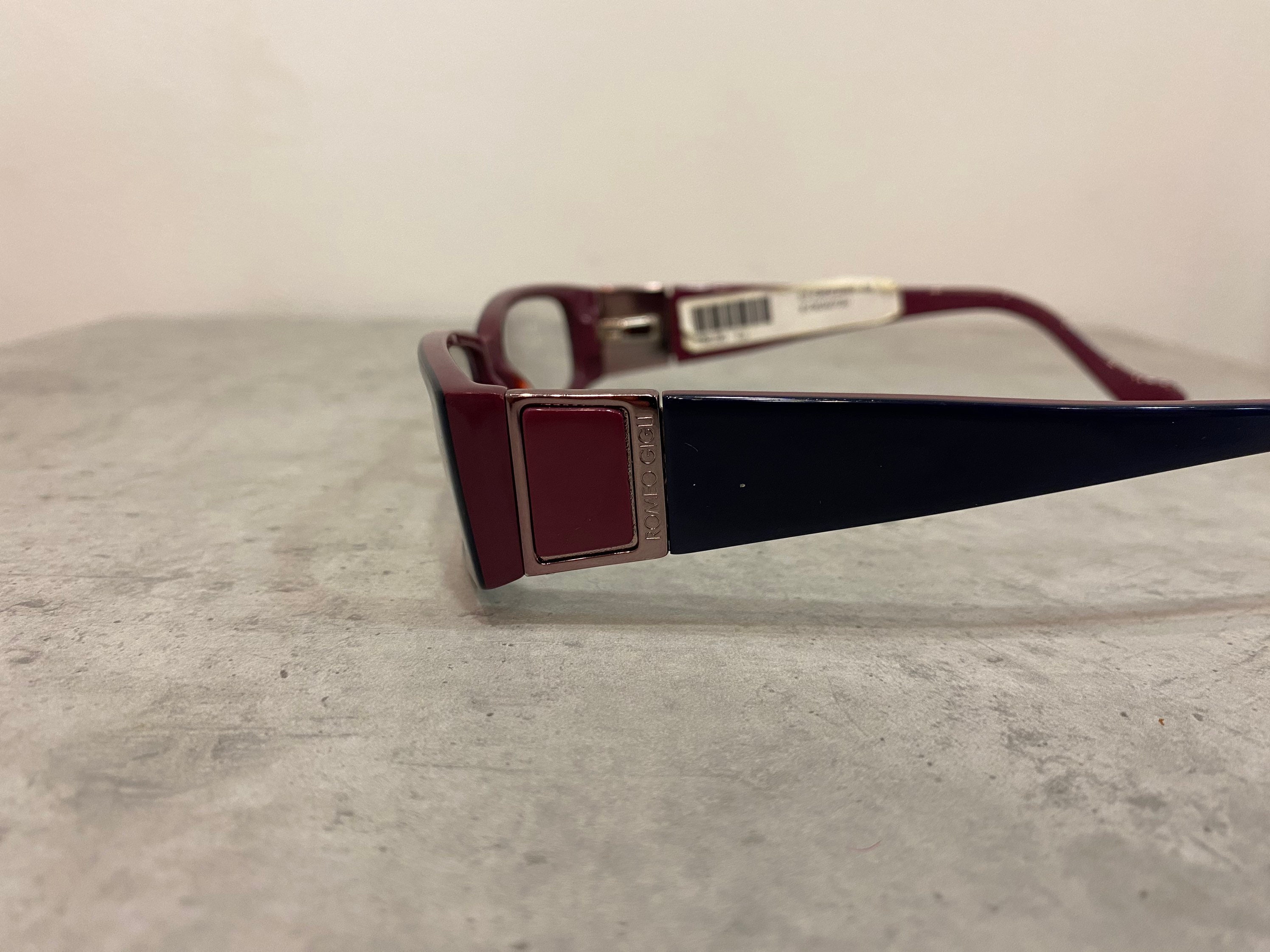 ROMEO GIGLI RG40104 Vintage Rectangle Eyeglasses Navy Blue & Purple ...