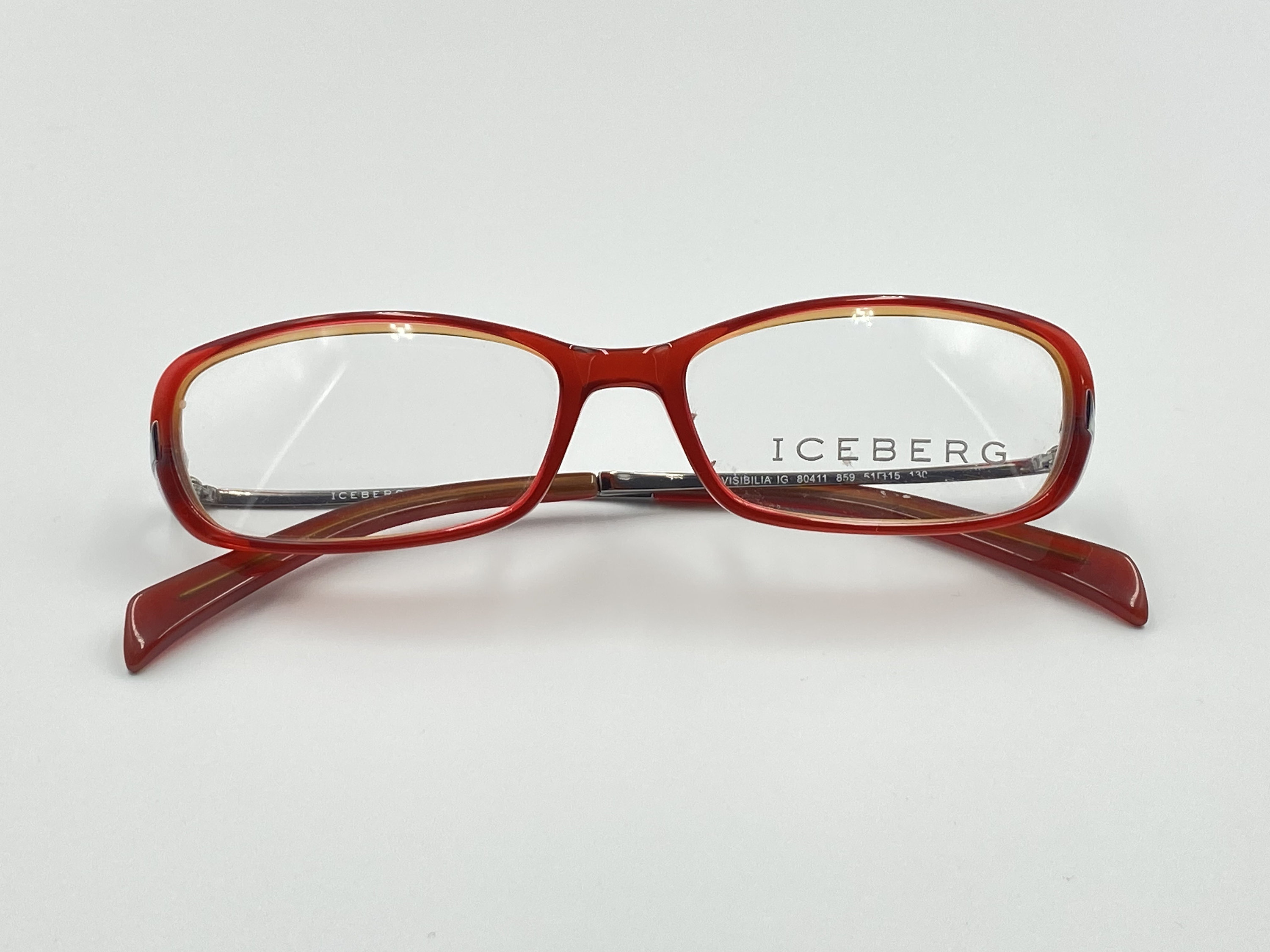 ICEBERG IG80411 Rectangle Eyeglasses, Slim Red Glasses Frame, Men Women ...