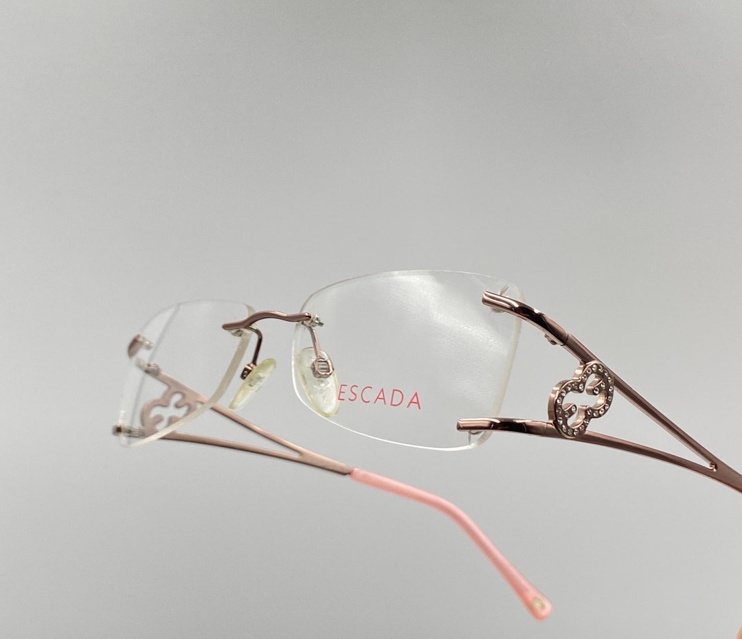 Escada VES582S Vintage Rectangle Rimless Eyeglasses Unique - Etsy