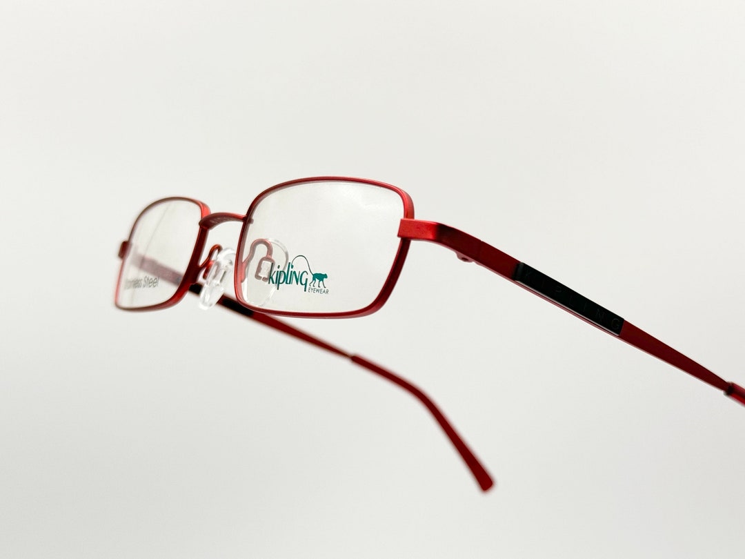 Kipling K247 Vintage Rectangle Eyeglasses, Slim Tiny Red Glasses Frame ...