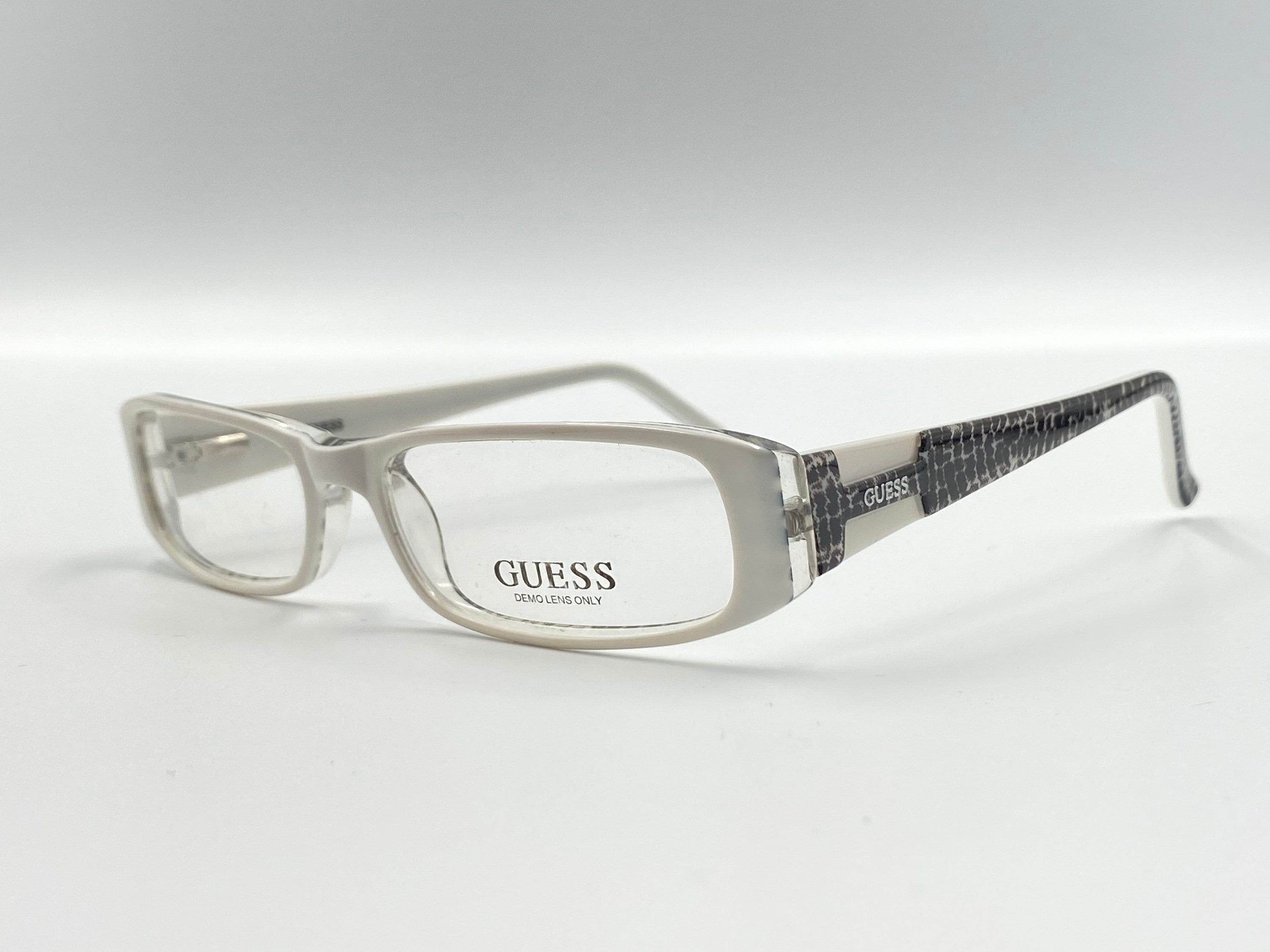 GUESS Vintage Rectangle Eyeglasses Women White & Gray - Etsy