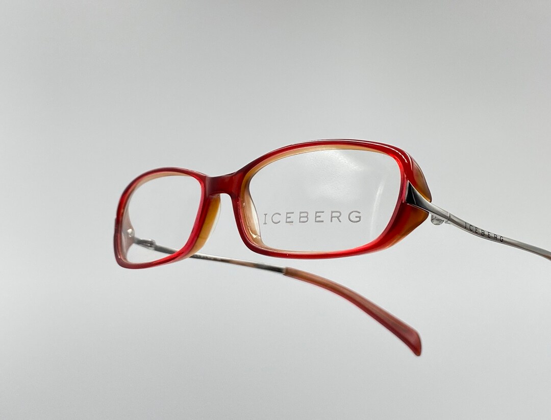 ICEBERG IG80411 Rectangle Eyeglasses, Slim Red Glasses Frame, Men Women ...