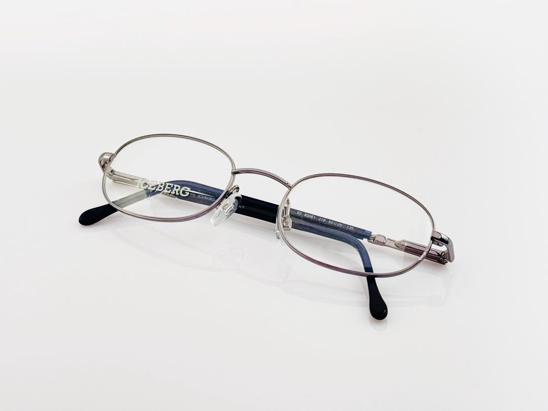 ICEBERG IG80061 Vintage Oval Eyeglasses, Unique Slim Blue and Silver ...