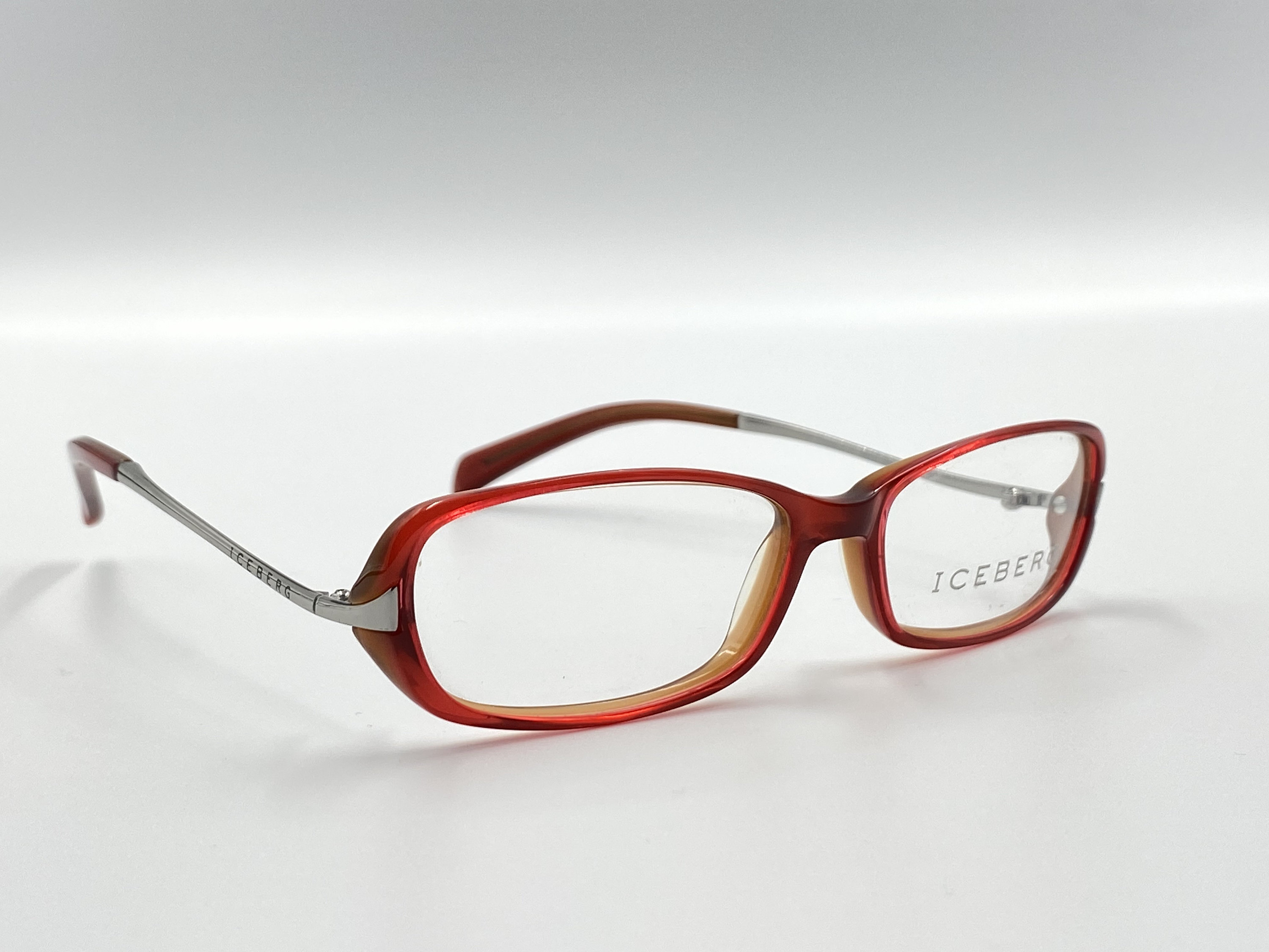 ICEBERG IG80411 Rectangle Eyeglasses, Slim Red Glasses Frame, Men Women ...