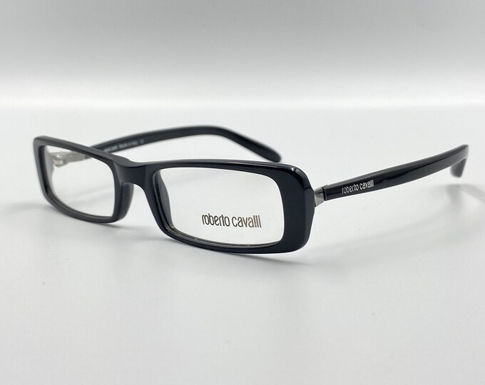 Roberto Cavalli Vintage Rectangle Eyeglasses, Slim Unique Black Glasses ...