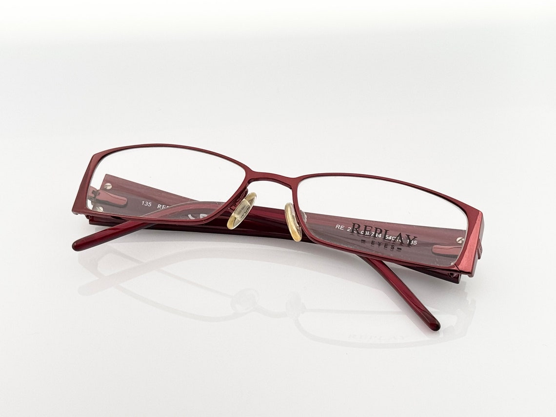 Replay Vintage Eyeglasses, Bronze and Red Unique Rectangle Glasses ...