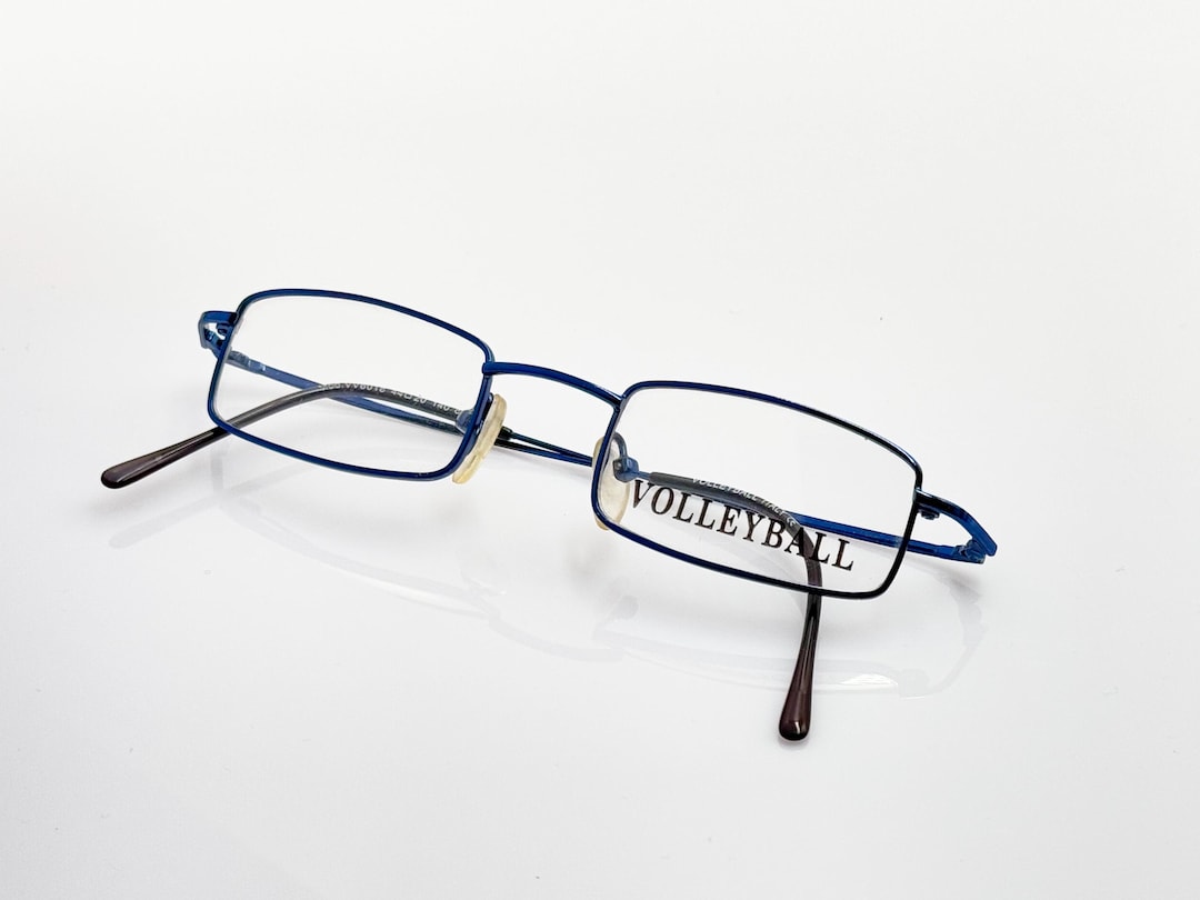 Vintage Slim Rectangle Eyeglasses – Blue Metal Frame, 2000s, New Old ...