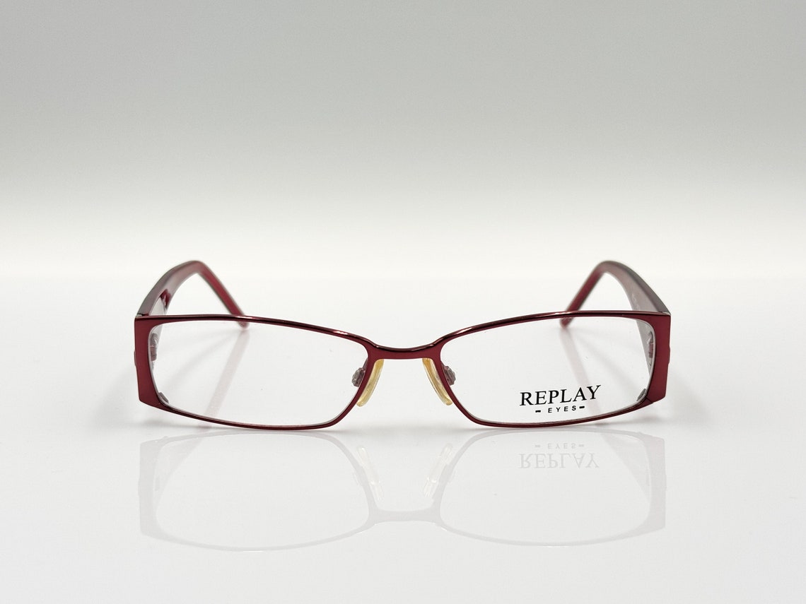 Replay Vintage Eyeglasses, Bronze and Red Unique Rectangle Glasses ...