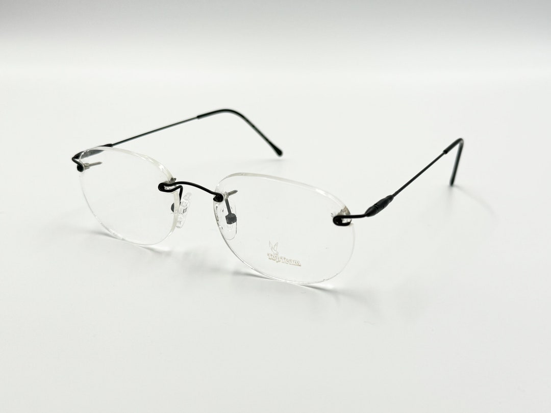 Top Team Vintage 90s Rimless Eyeglasses, Mens and Womens Black Glasses ...
