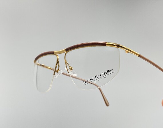 Essilor 041 vintage half rim rectangular eyeglasses, … - Gem