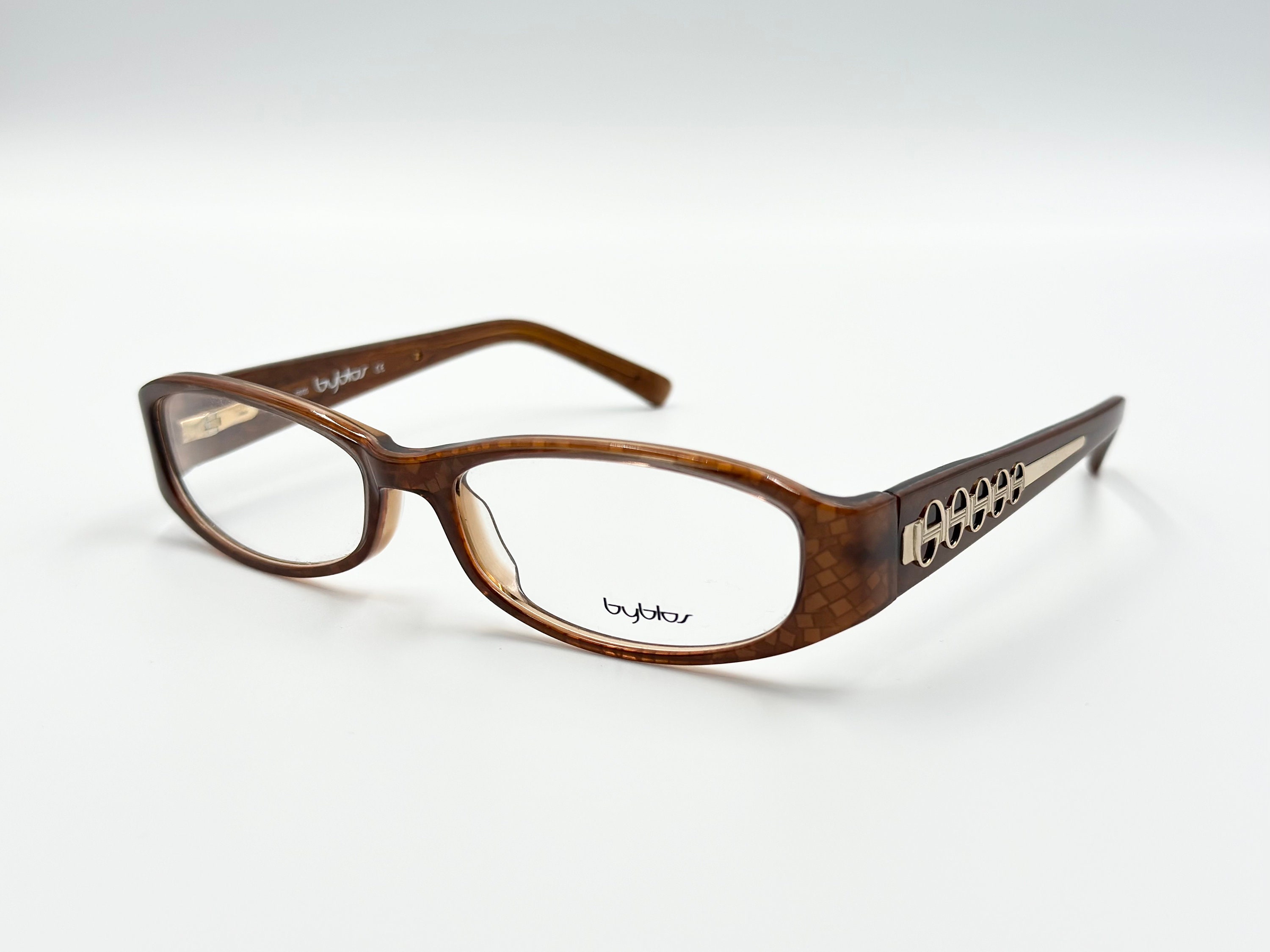 Byblos BY02904 Vintage Rectangle Eyeglasses Brown Glasses Frame, Women ...