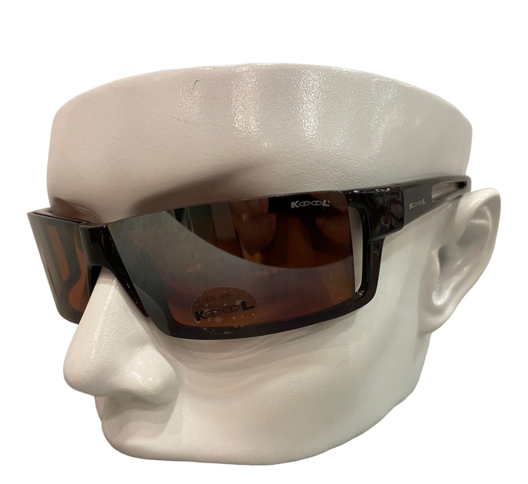 KOOL K-133 90s Vintage Futuristic Wrap Half Rim Sunglasses Red Men ...