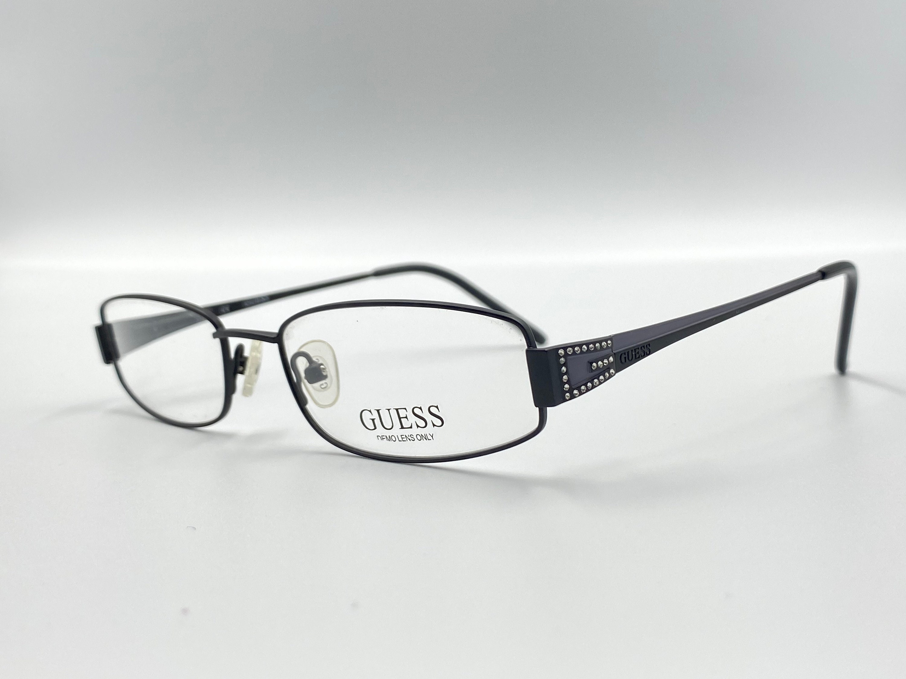 GUESS Vintage Rectangle Eyeglasses, Women’s, Black & Purple Slim ...