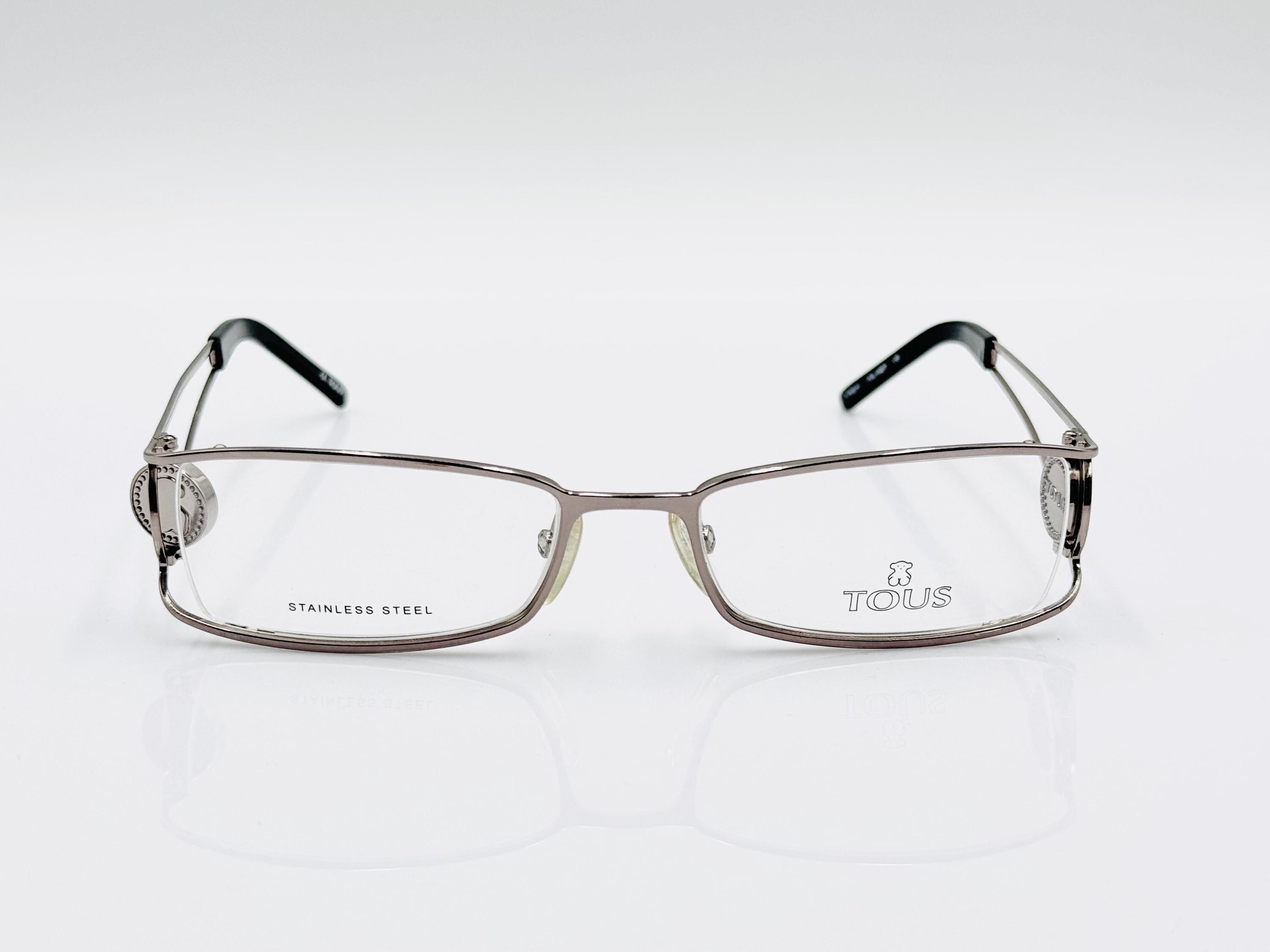 TOUS Y2K Rectangle Eyeglasses, Unique Silver Optical Frame, Women’s ...