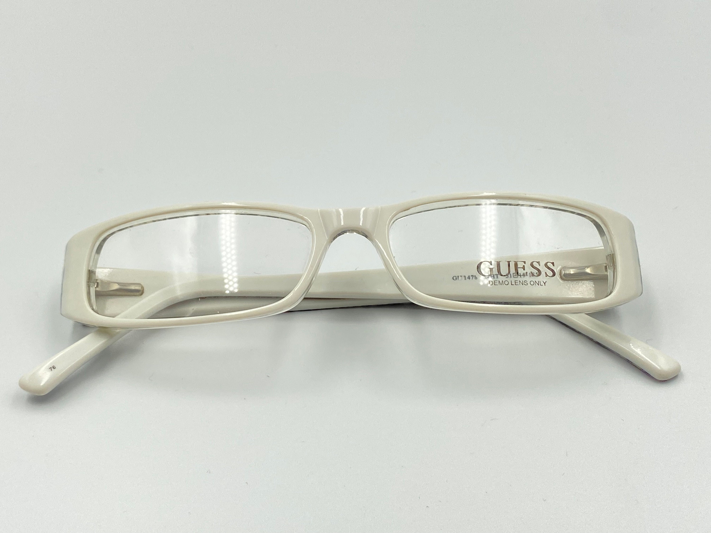GUESS Vintage Rectangle Eyeglasses Women White & Gray - Etsy