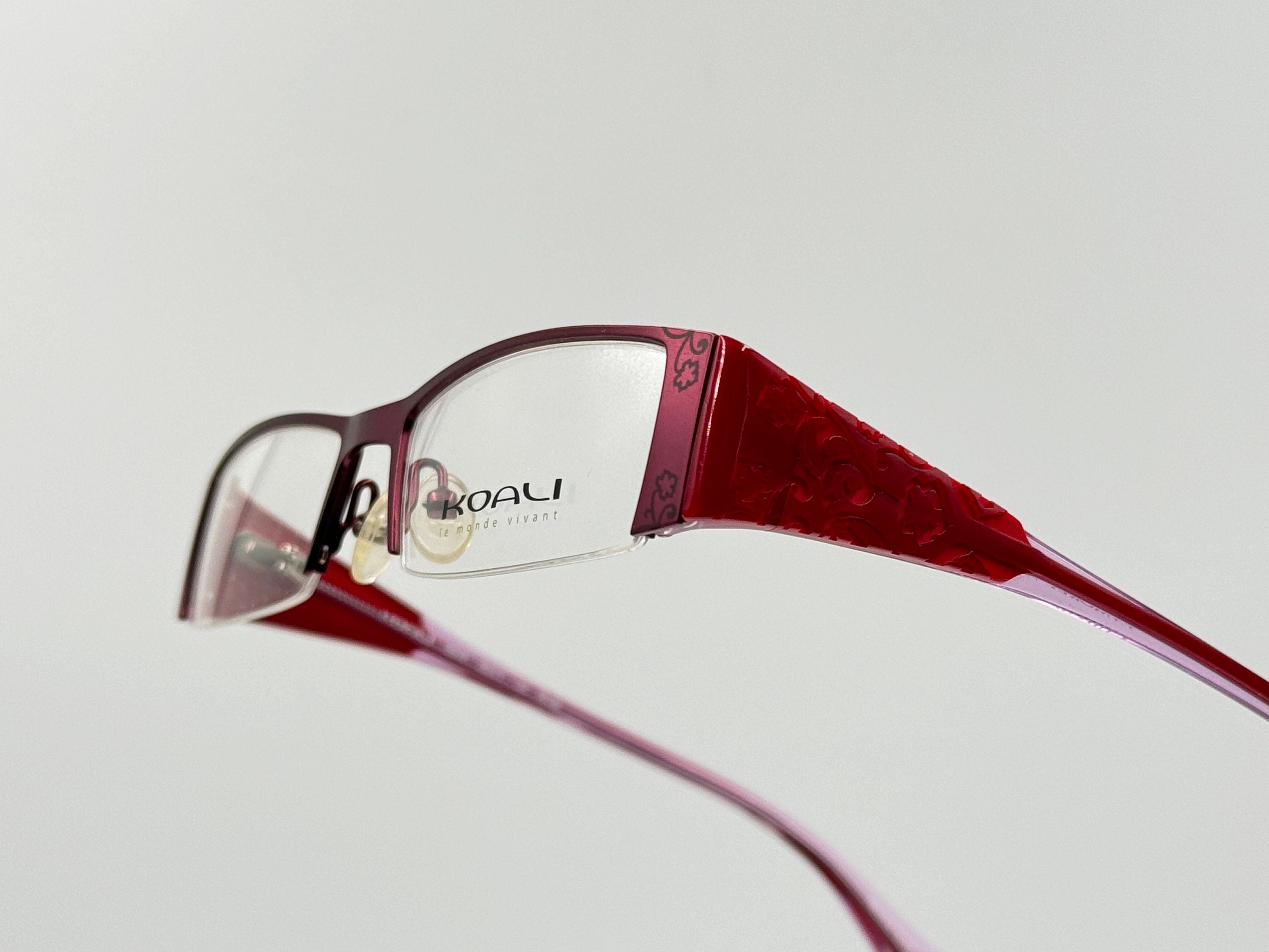 Koali by Morel 6224K Vintage Red and Purple Rectangle Tiny Half Rim ...