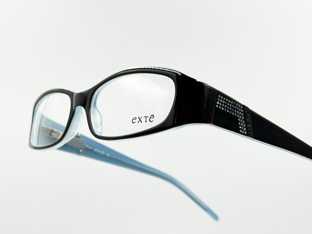 EXTE EX22402 Vintage Eyeglasses, Unique Rectangle Blue and Black ...