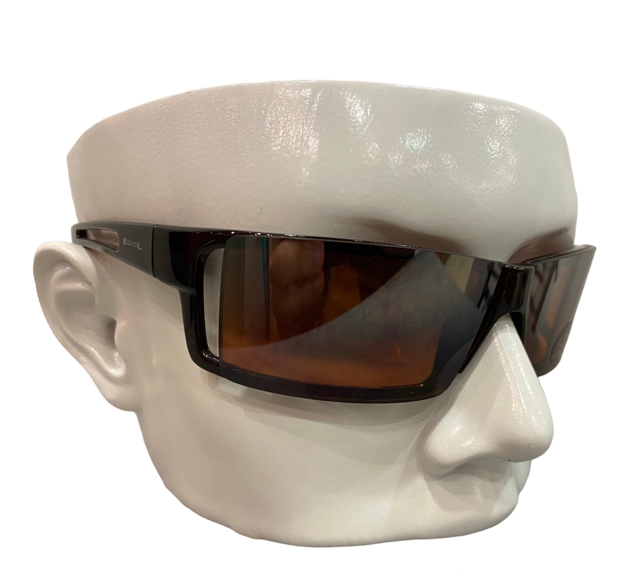 KOOL K-133 90s Vintage Futuristic Wrap Half Rim Sunglasses Red Men ...