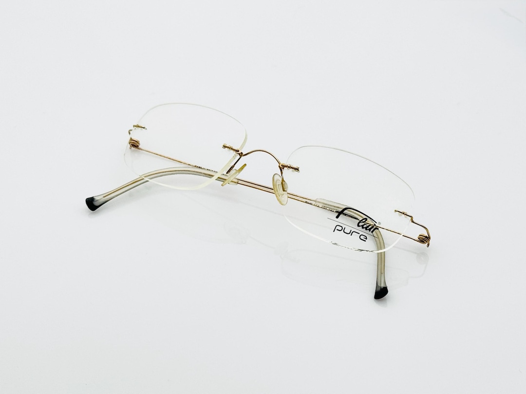 Flair Pure Vintage Rimless Rectangle Sunglasses, Ultra Lightweight ...