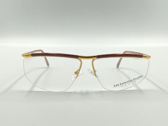Essilor 041 vintage half rim rectangular eyeglasses, … - Gem