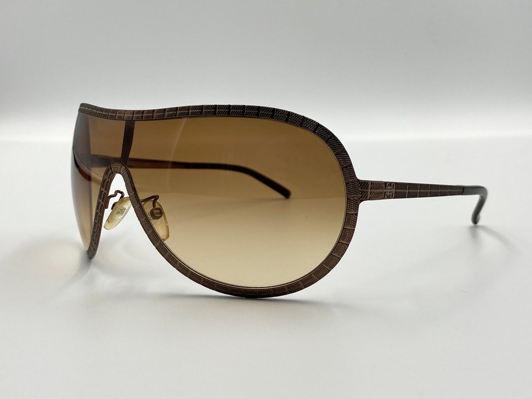 Givenchy SGV250 Vintage Designer Shield Sunglasses, Unique Oversized ...