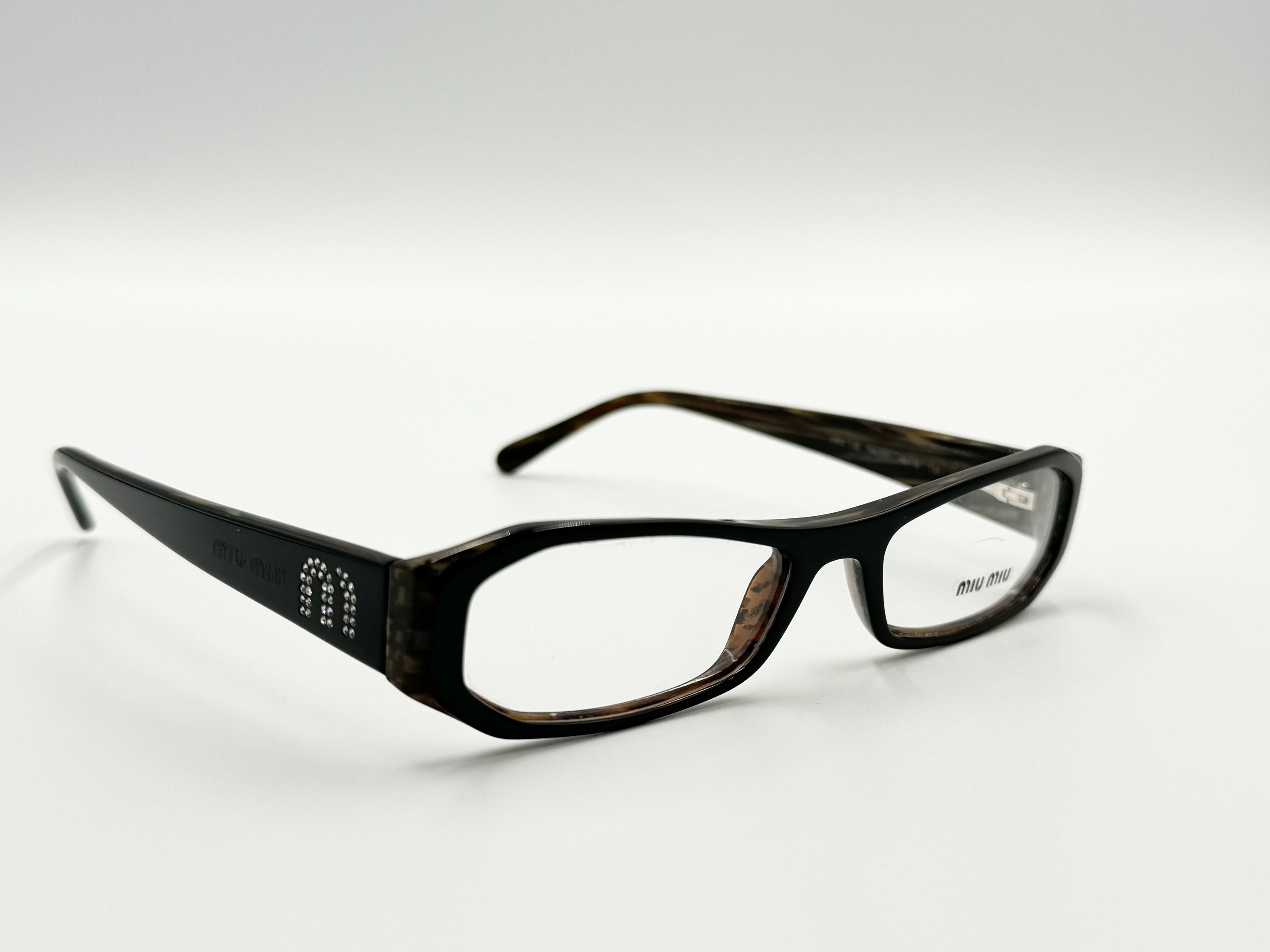 Miu Miu Vintage Rectangle Eyeglasses, Womens Unique Very Small Glasses ...