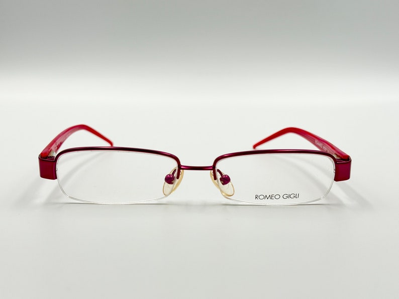 ROMEO GIGLI RG44402 Vintage Rectangle Half Rim Eyeglasses, Red and ...