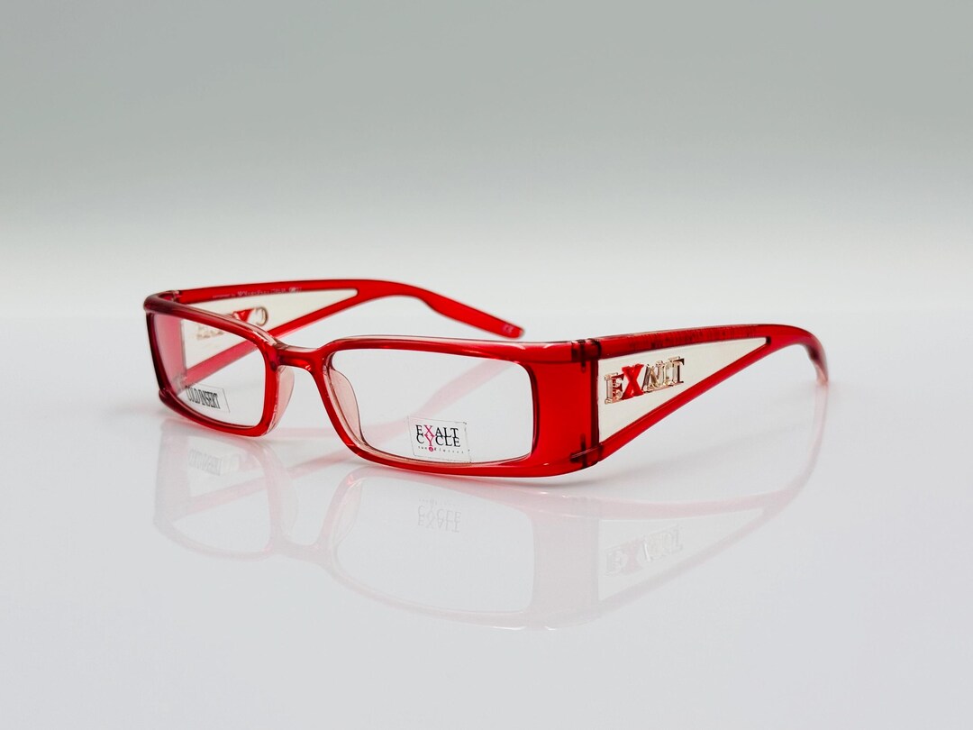 Exalt Cycle Red Rectangular Eyeglasses, Bold Y2K Vintage Optical Frame ...