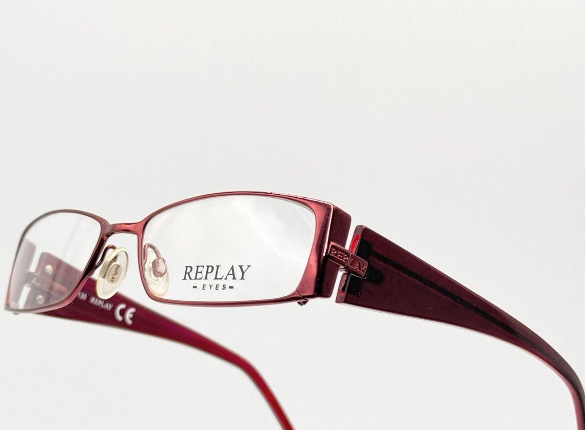 Replay Vintage Eyeglasses, Bronze and Red Unique Rectangle Glasses ...
